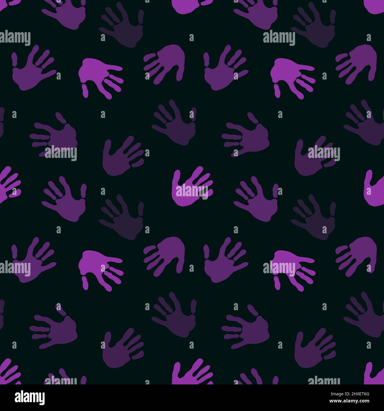 Seamless coloured handprint pattern for fabrics and packaging and gifts ...