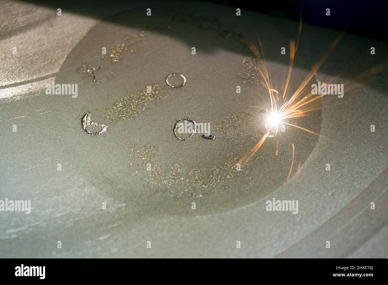 Laser sintering machine for metal. 3D printer printing metal Stock ...