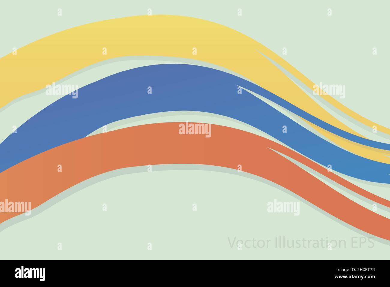 Simple color waves in yellow, blue and red with light gray shadows from ...