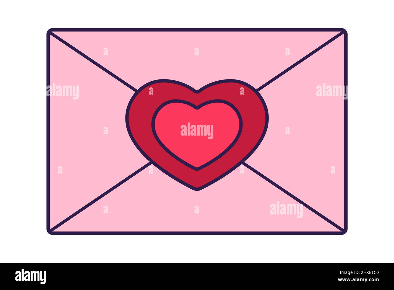 Retro Valentine Day icon greeting envelope with hearts. Love symbol in ...