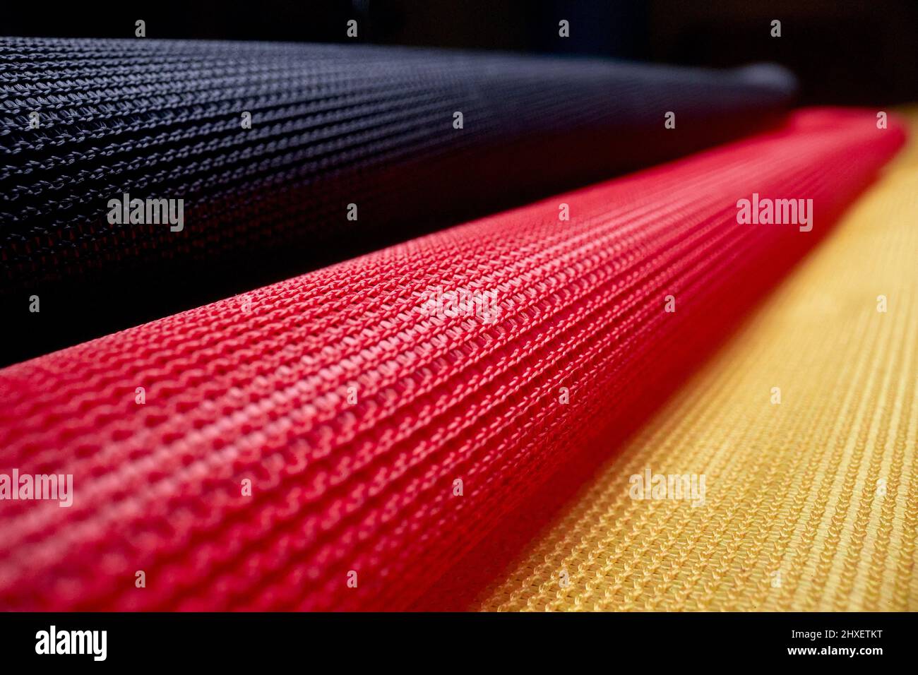 Macro view of the Germany flag material and its weaving pattern. Flag ...
