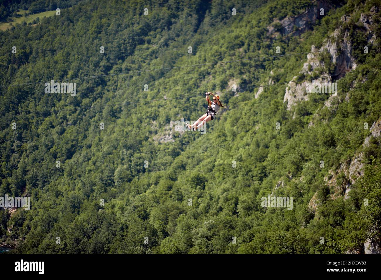 Zip line adventure at Mountain resort.Zip line adventure, extreme rest ...