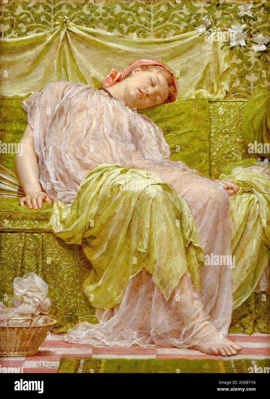 Albert Joseph Moore - Workbasket - A Sleeping Girl - 1879 Stock Photo ...