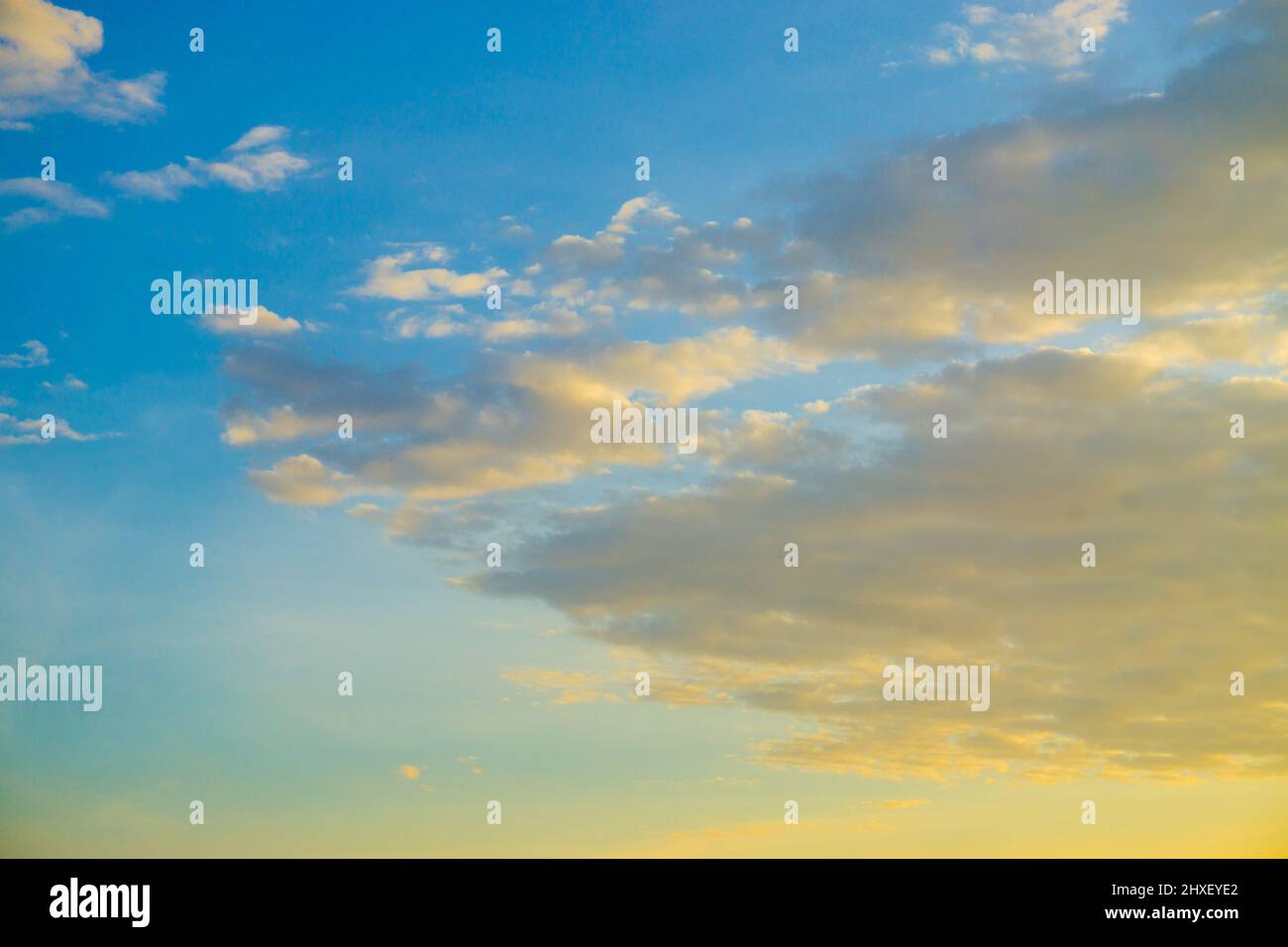 Mostly white cloud against blue sky nature background evening scene ...