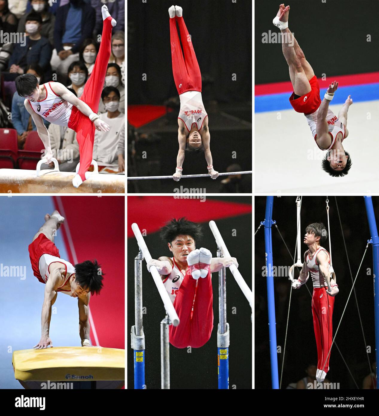Combined photo shows two-time Olympic men's all-around gymnastics ...