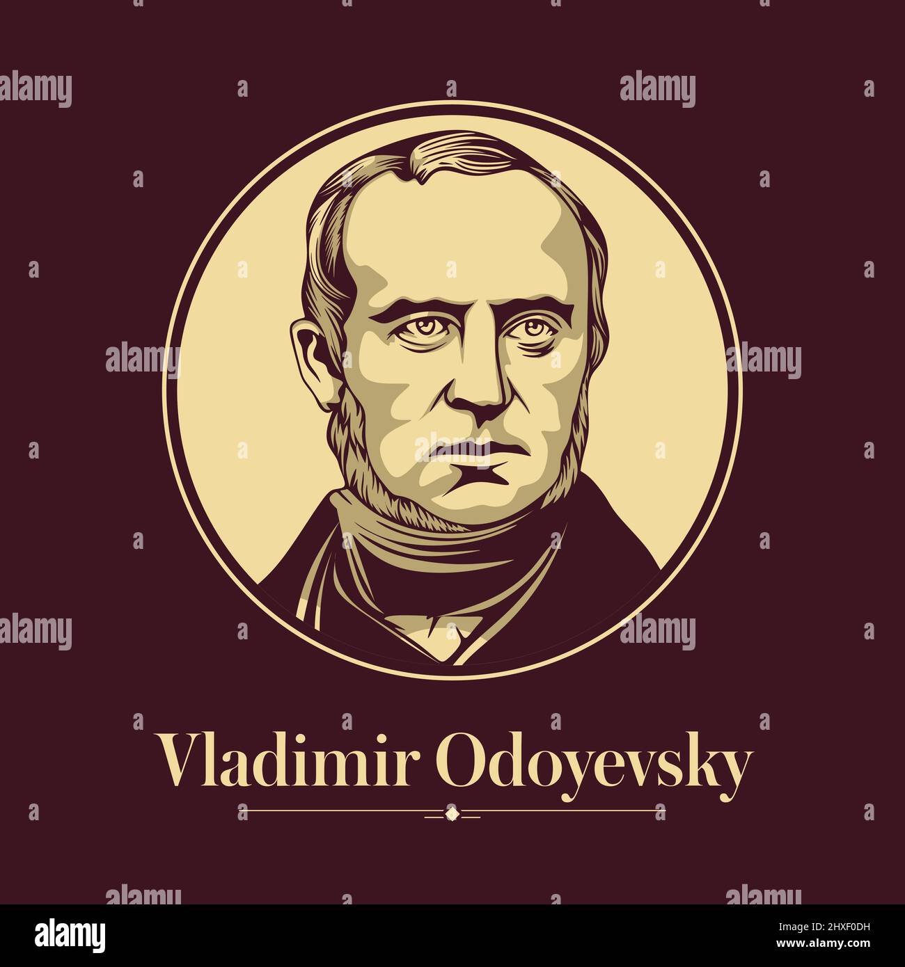 Vector portrait of a Russian writer. Vladimir Odoyevsky was a prominent ...