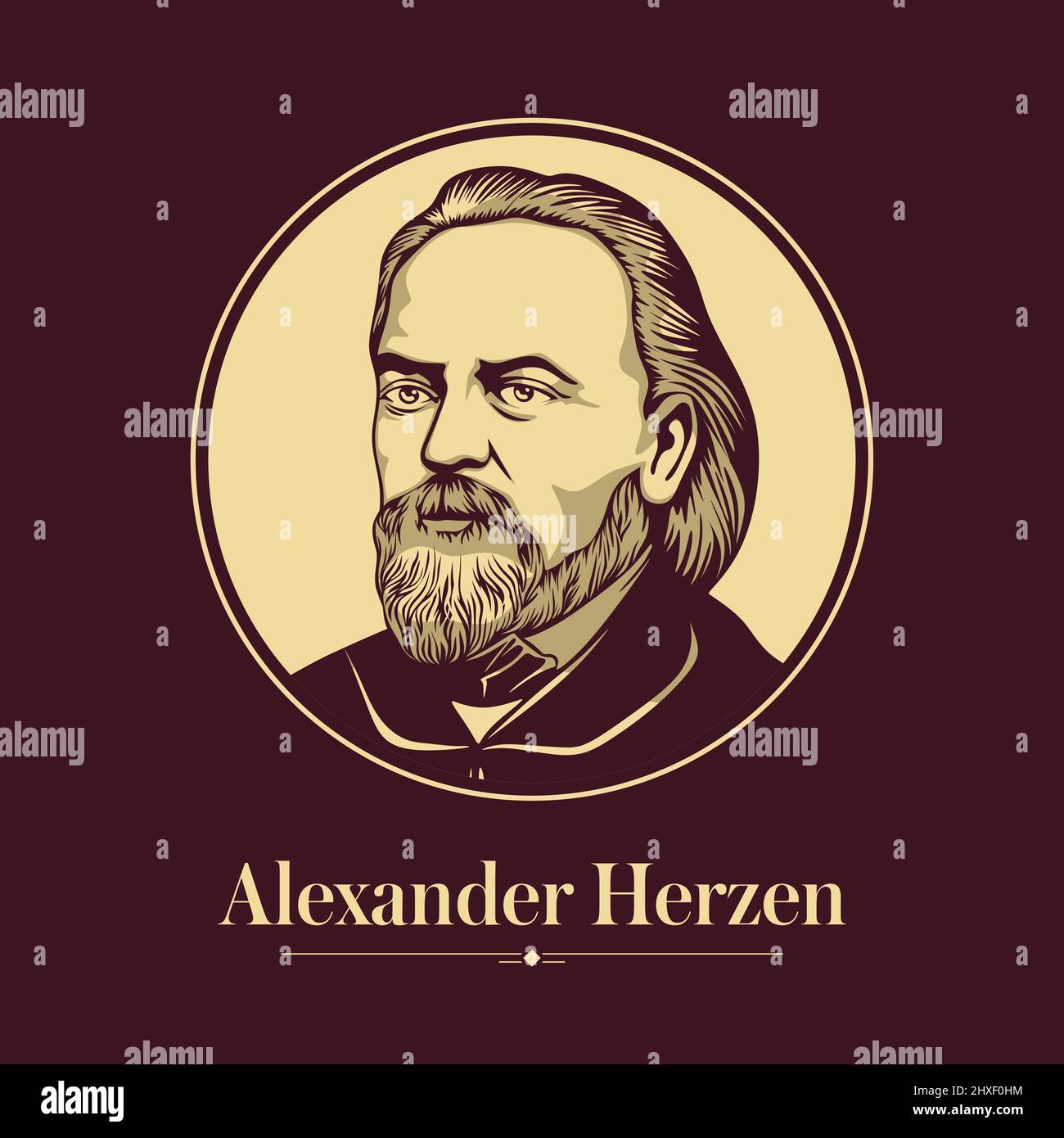 Vector portrait of a Russian writer. Alexander Herzen was a Russian ...