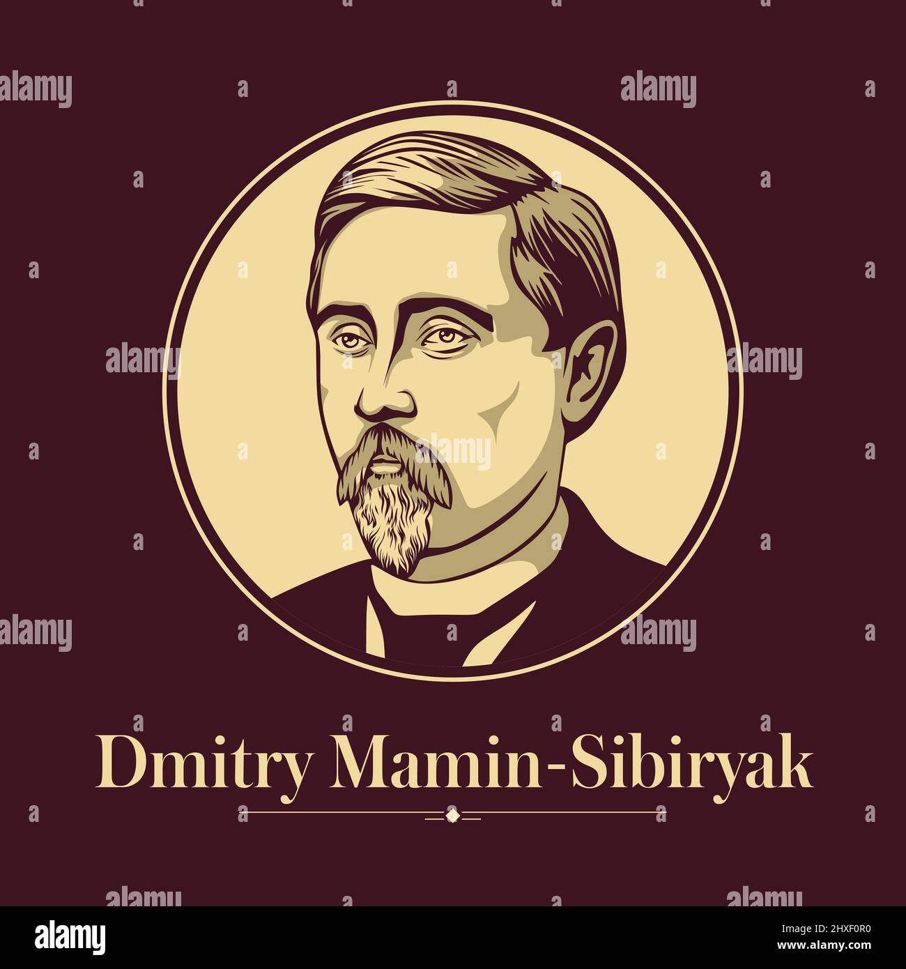 Vector portrait of a Russian writer. Dmitry Mamin-Sibiryak was a ...