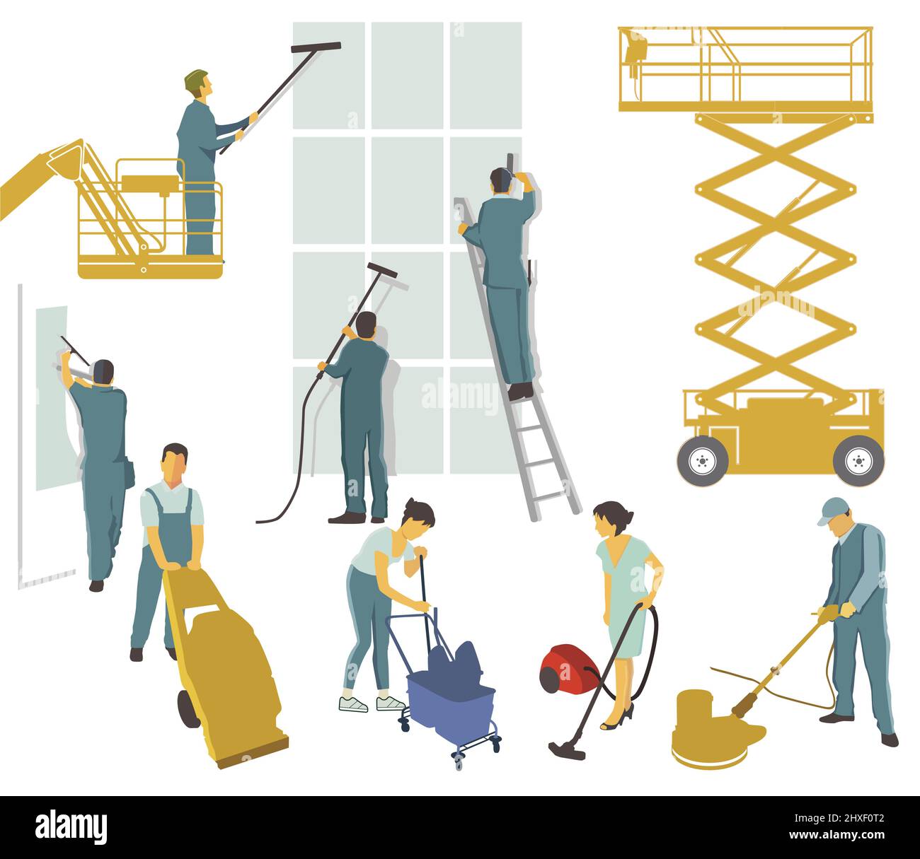 Window cleaners work in Stock Vector Images - Alamy
