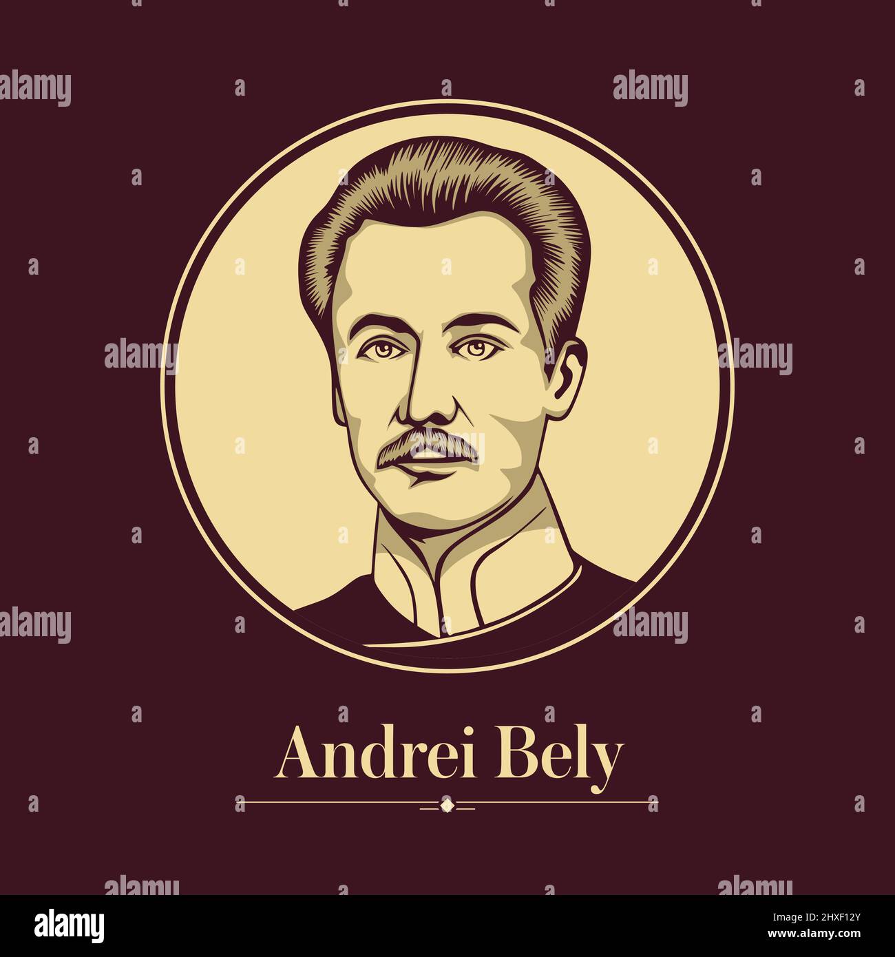 Vector portrait of a Russian writer. Andrei Bely was a Russian novelist ...