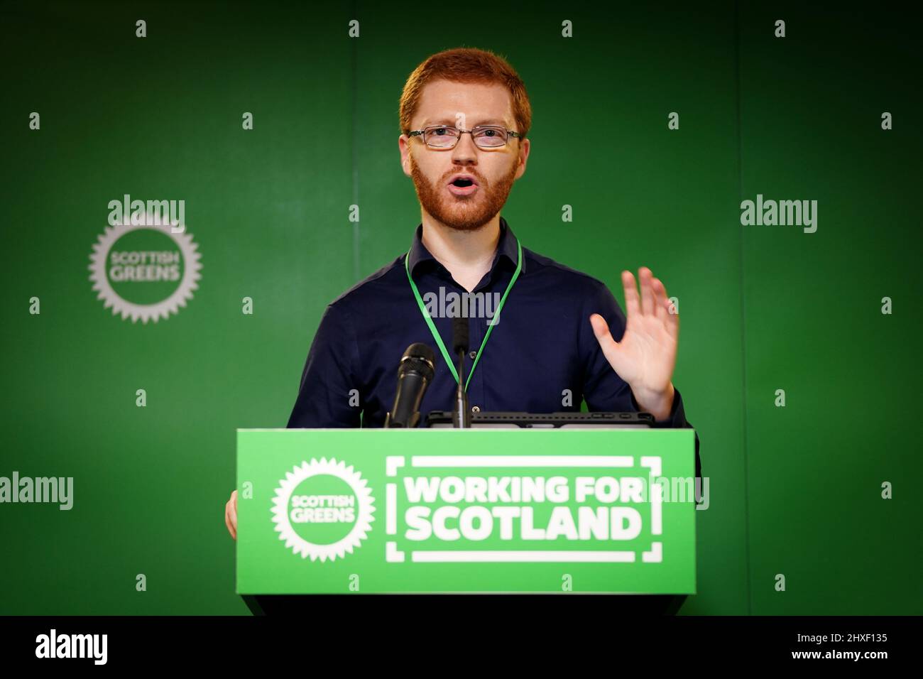 Ross Greer speaking at the Scottish Green Party conference at the ...