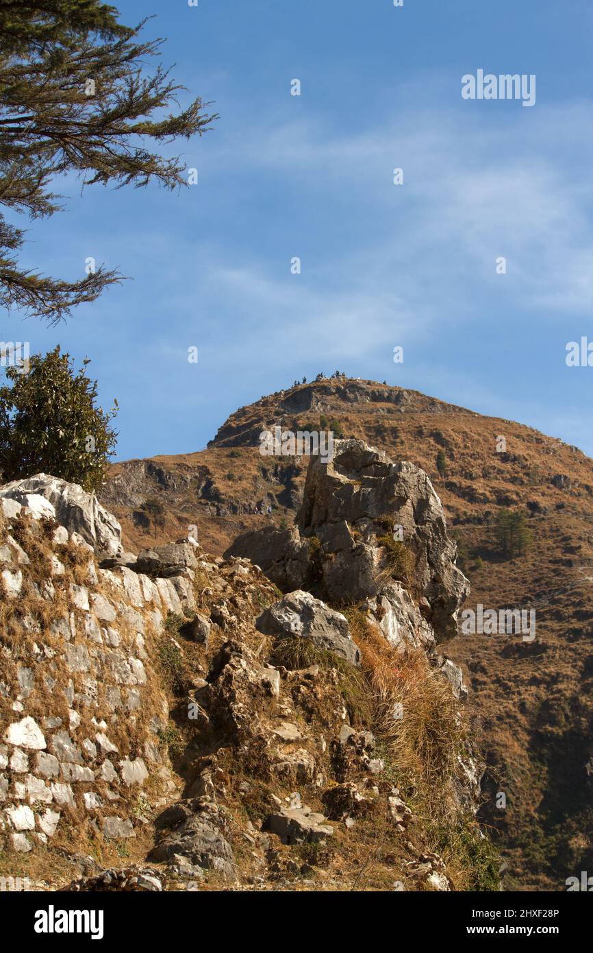 The photograph was taken in the afternoon under blue sky, with rough ...