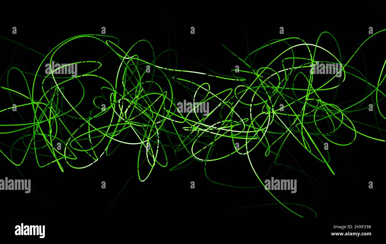 Tangled line moves on black background. Motion. Twisting tangled ...