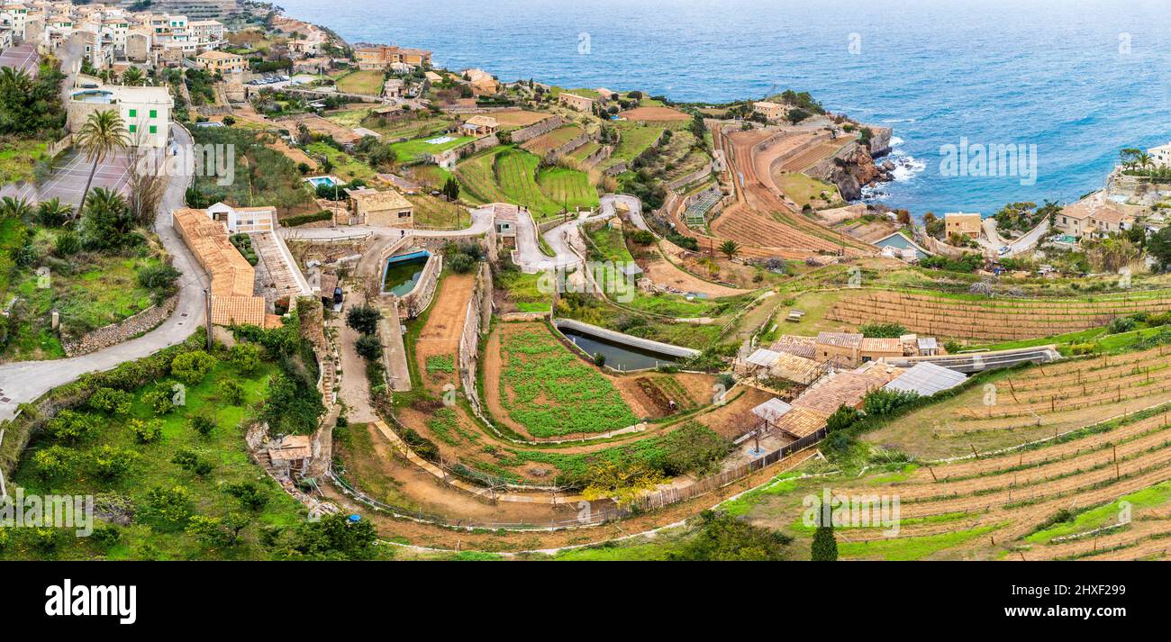 terraces for agriculture, Banyalbufar, Mallorca, Balearic Islands ...