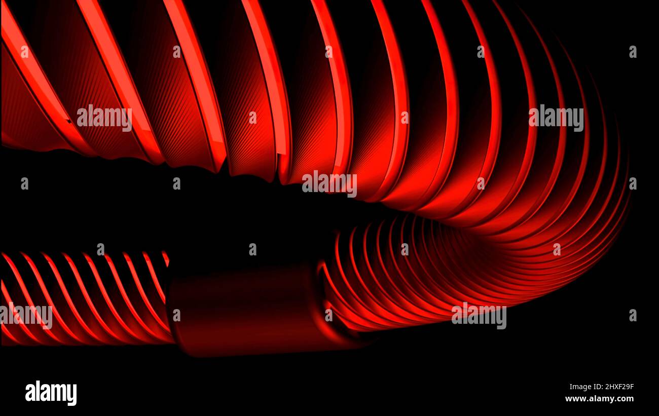 Curved 3d tube moves on black background. Design. Tube model moves ...