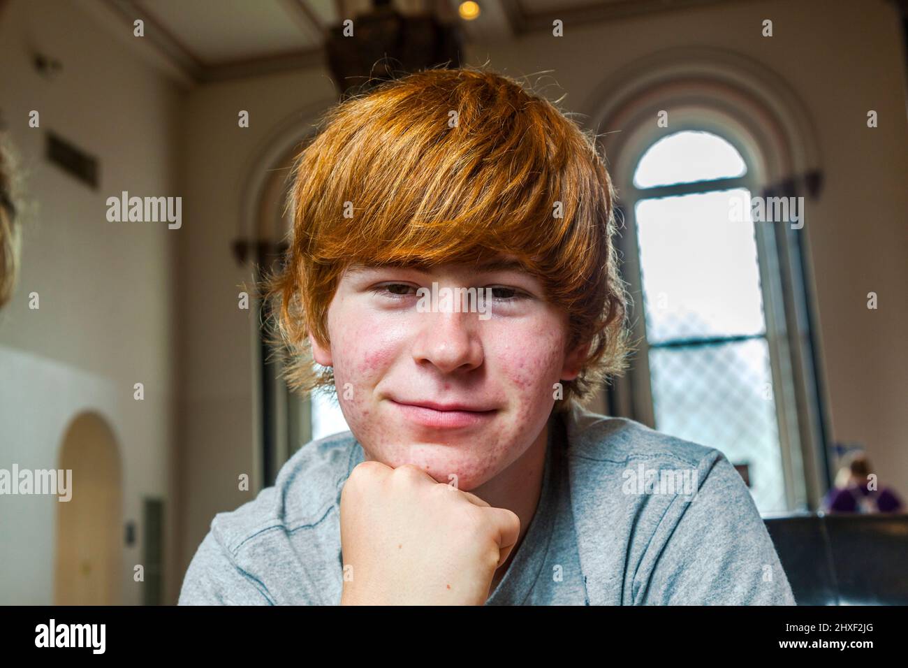 portrait of cute boy with red hair Stock Photo - Alamy
