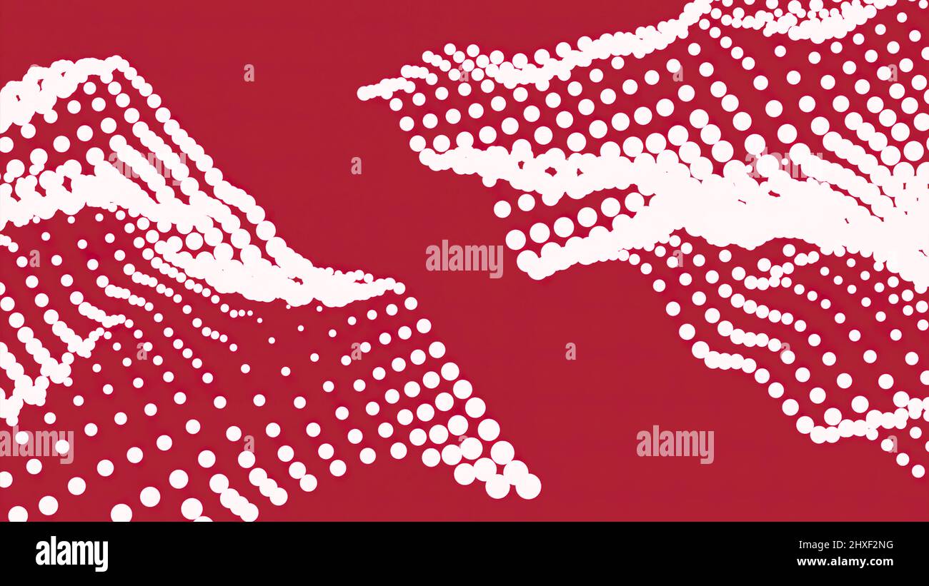 Background with moving 3d waves of dots. Design. Discontinuous surface ...