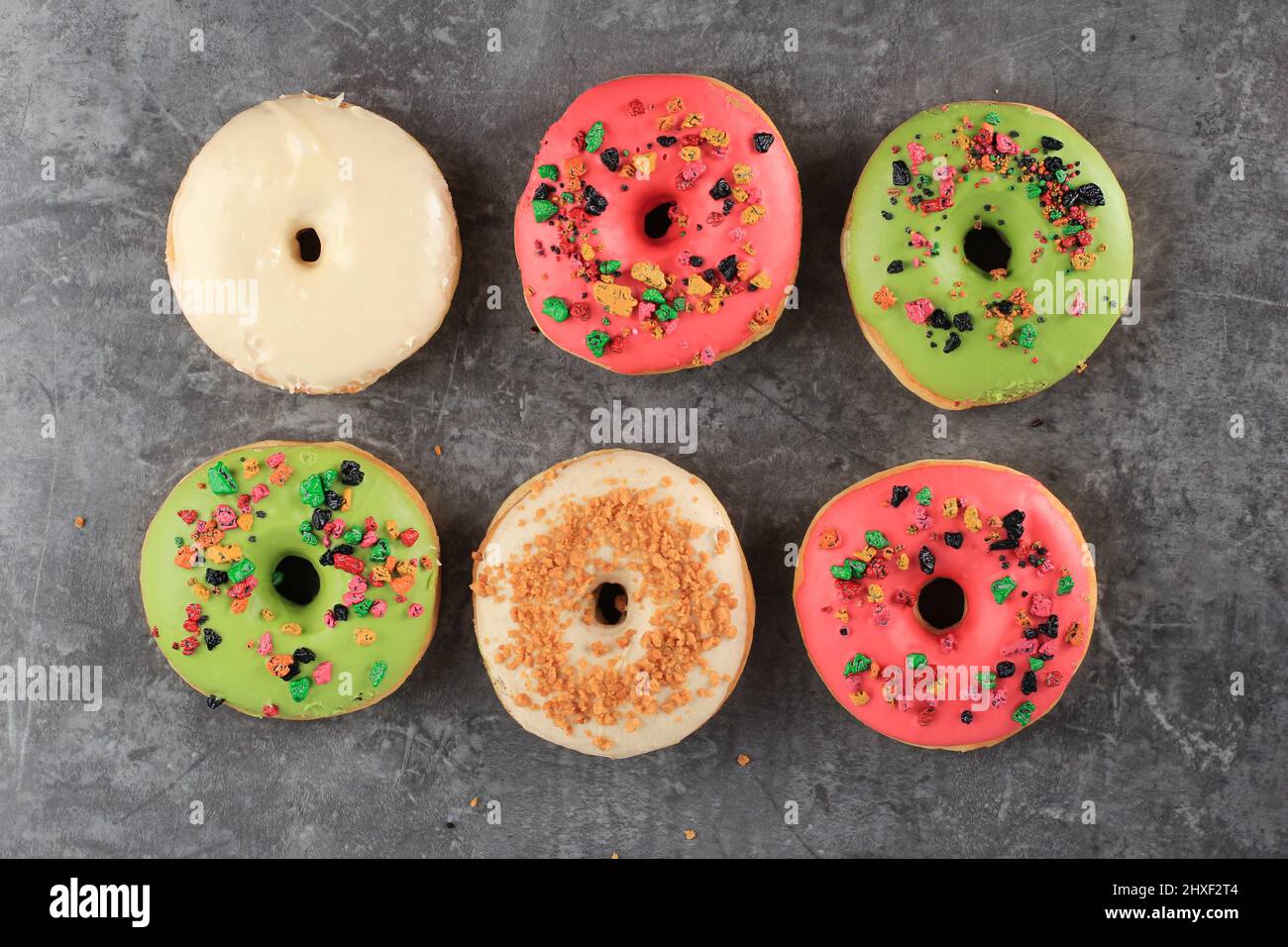 Top View Assorted Doughnut with Colorful Sprinkle Isolated on Grey ...