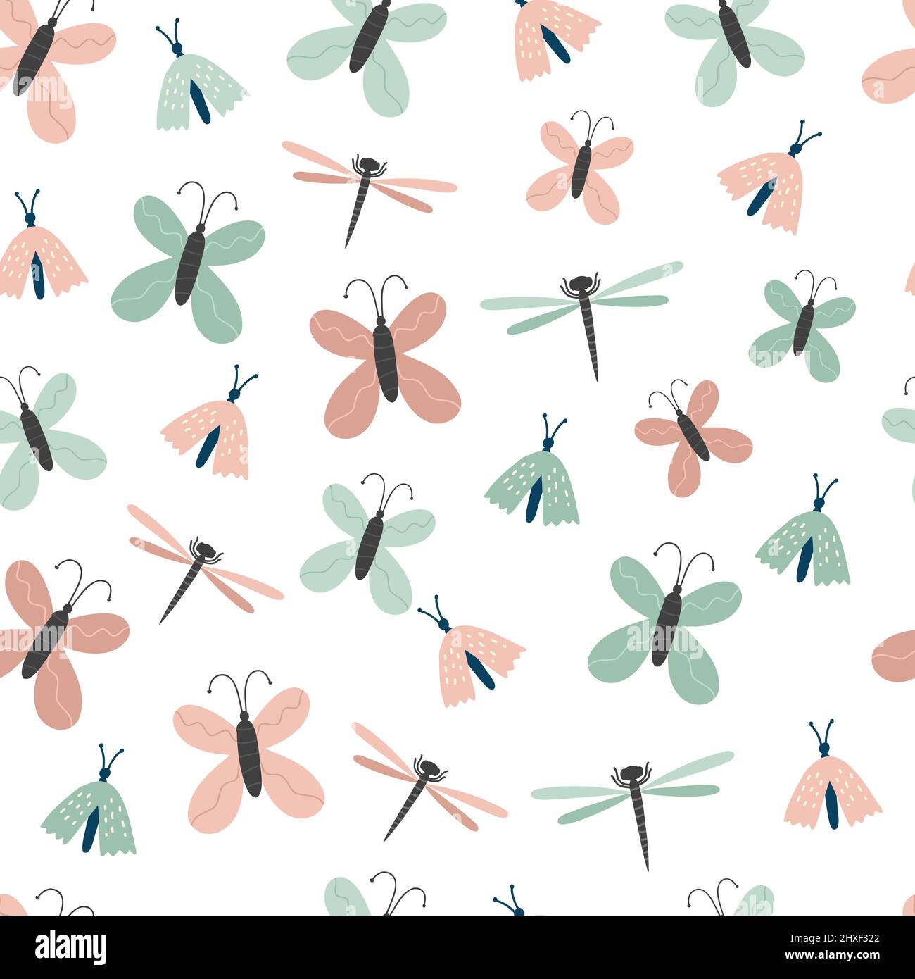 Seamless butterfly pattern. Creative bugs texture for fabric, wrapping ...