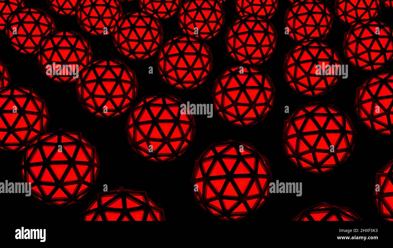 Chinese lanterns spinning fast in many rows on a black background ...
