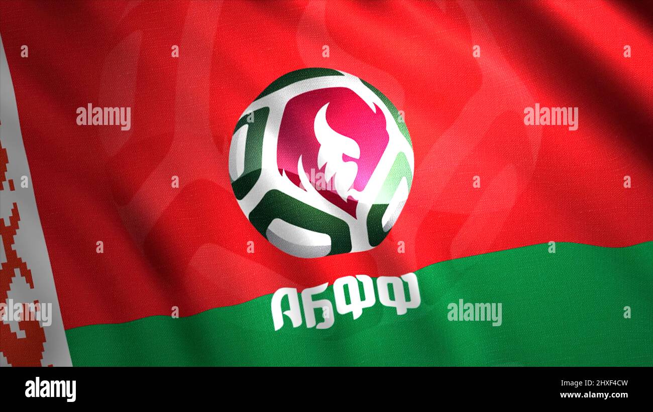 Wavy cloth background of the Belarusian football federation. Motion ...