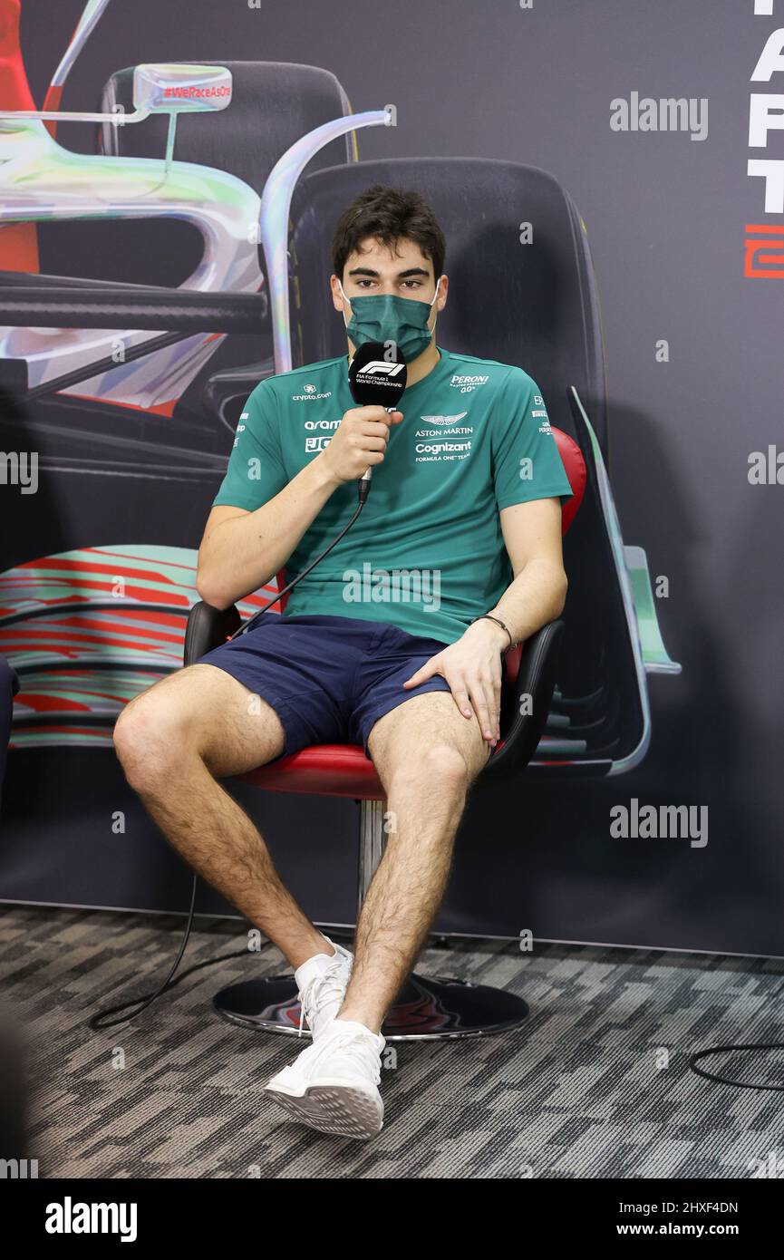 Bahrain, UAE. 12th Mar 2022. STROLL Lance (can), Aston Martin F1 Team AMR22, portrait during the ...