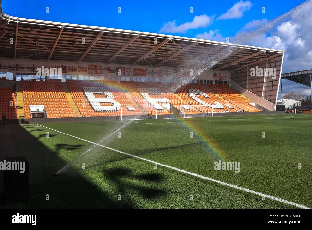 Rainbow over football pitch hi-res stock photography and images - Alamy