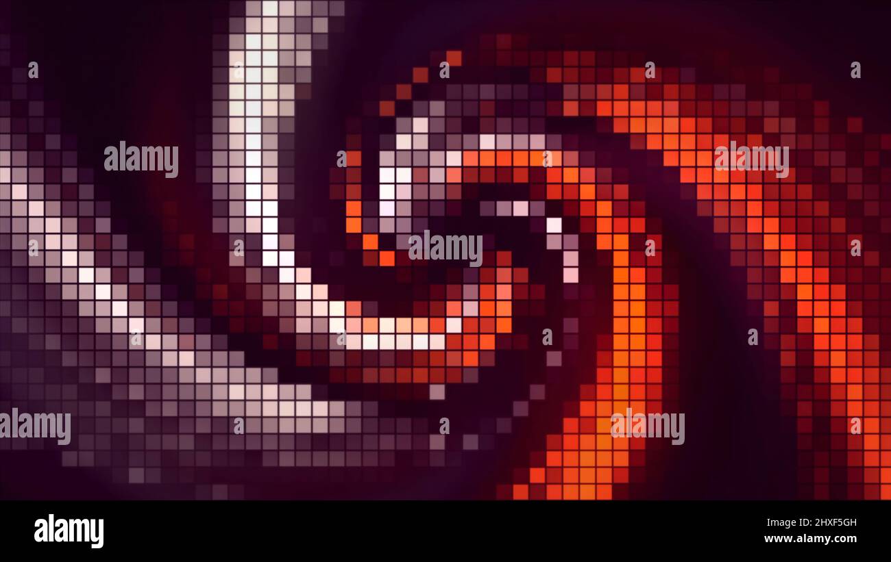 Pixel image of rotating galaxy. Motion. Rotating colorful spiral of ...