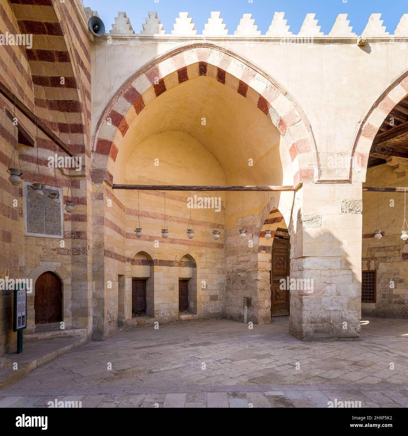 Courtyard of historic Mamluk era public Mosque of Aqsunqur, aka Blue ...