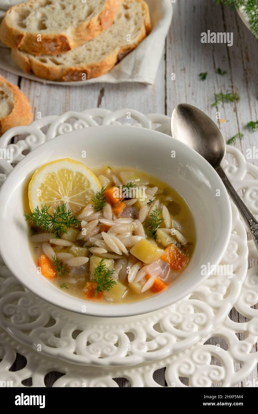 Vegetable soup. White rustic food photography, cottage styling Stock ...