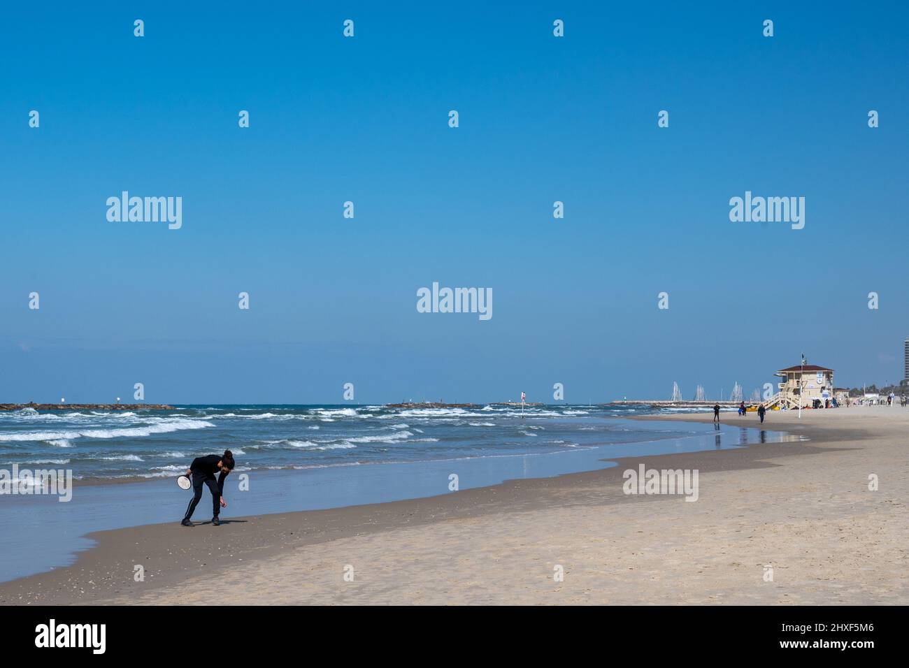 TEL AVIV, ISRAEL - JANUARY 25, 2022: Jerusalem Beach in Tel Aviv Stock ...