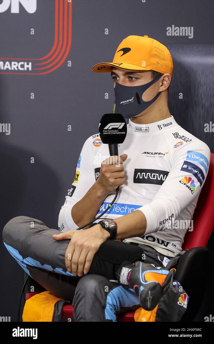 Sakhir, Bahrain. 12th Mar, 2022. Lando Norris (GBR) McLaren in the FIA ...