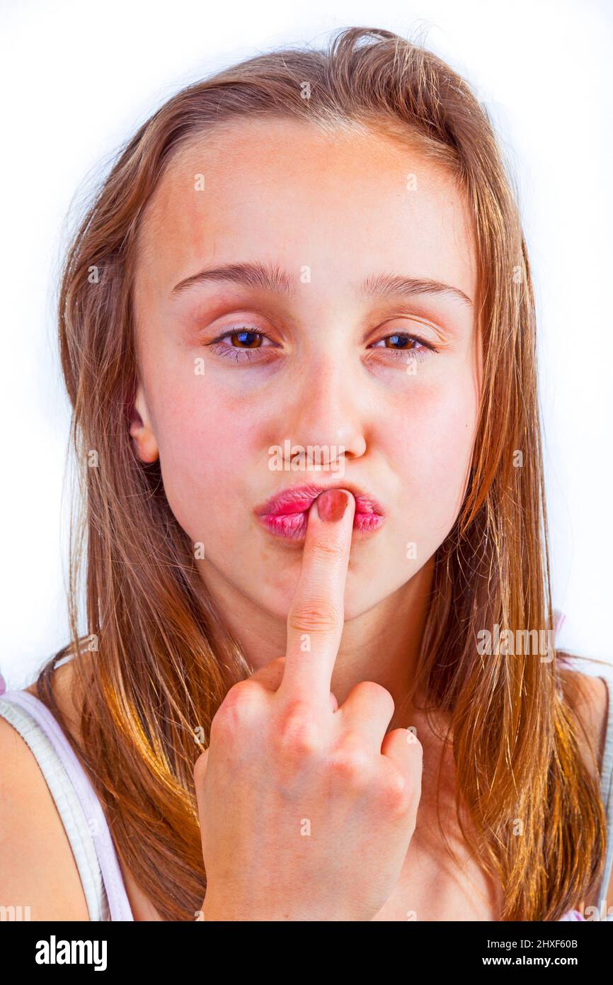 portrait of cute young teenage girl Stock Photo - Alamy