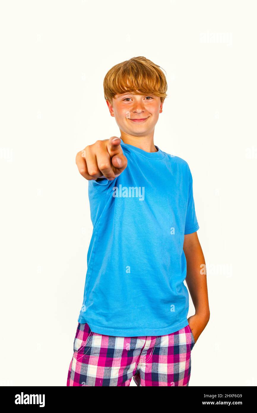 boy showing with his arm in the foreward direction Stock Photo - Alamy