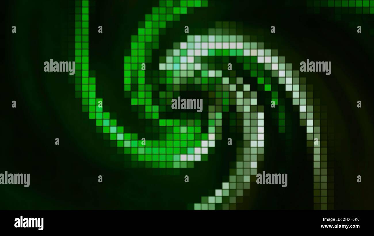 Pixel image of rotating galaxy. Motion. Rotating colorful spiral of ...