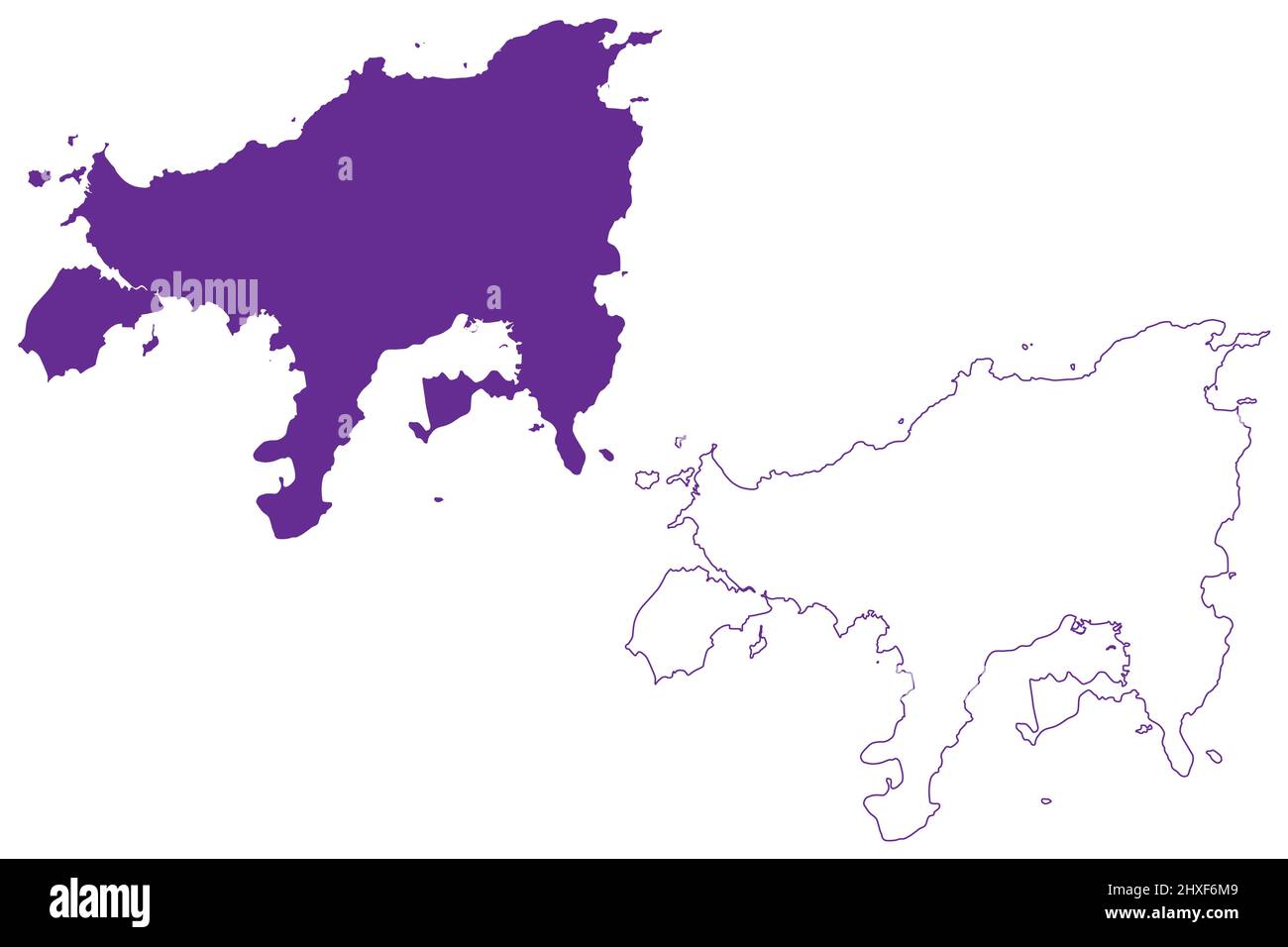 Shodoshima island (Japan, East Asia, Japanese archipelago) map vector ...