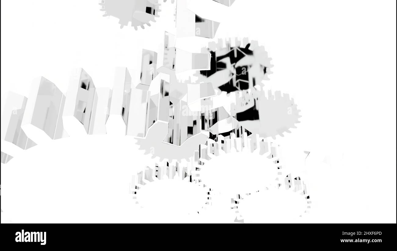 Animated cogwheel background in action, monochrome. Design. Abstract ...
