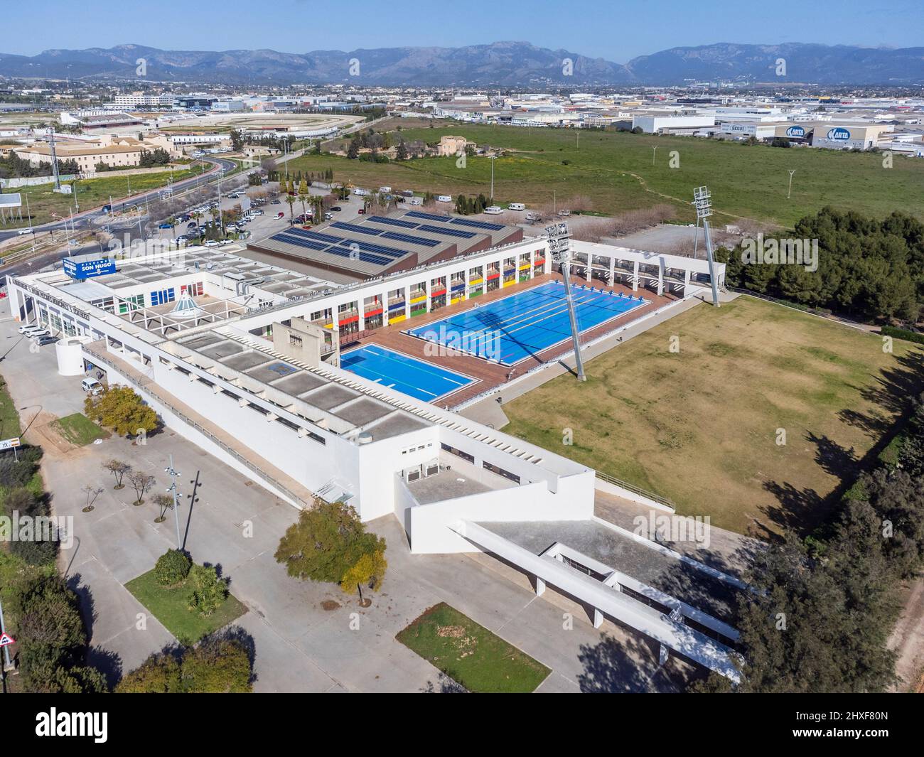 Son Hugo municipal swimming pools, Palma, Mallorca, Balearic Islands ...