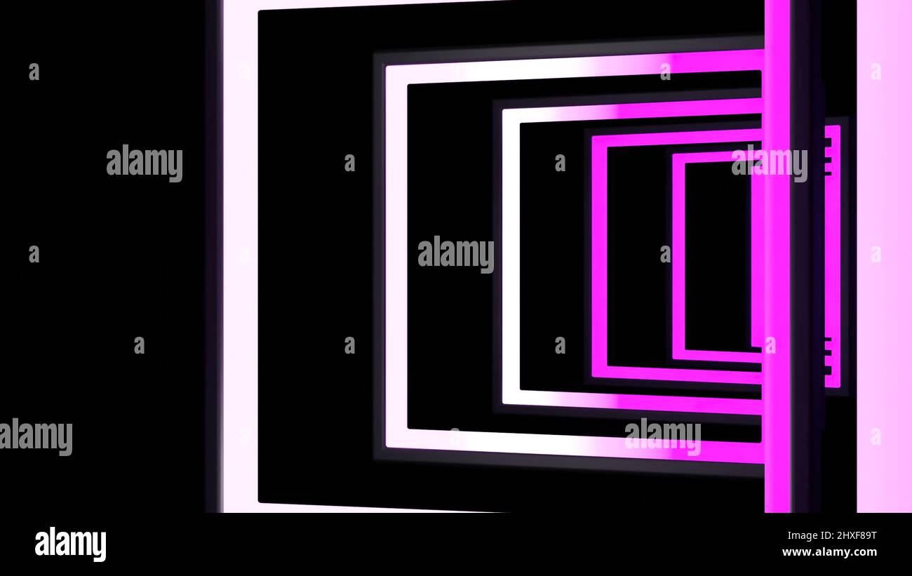 Movement in curved tunnel of squares. Design. Square tunnel moving and ...