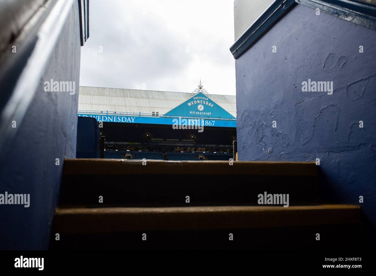 A view of the Sheffield Wednesday clock face inside Hillsborough ...