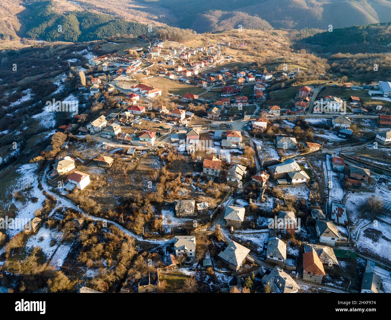 Aerial view of Village of Dolen with Authentic nineteenth century ...