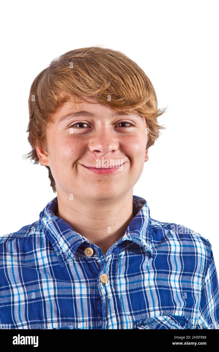 smiling smart boy in studio Stock Photo - Alamy