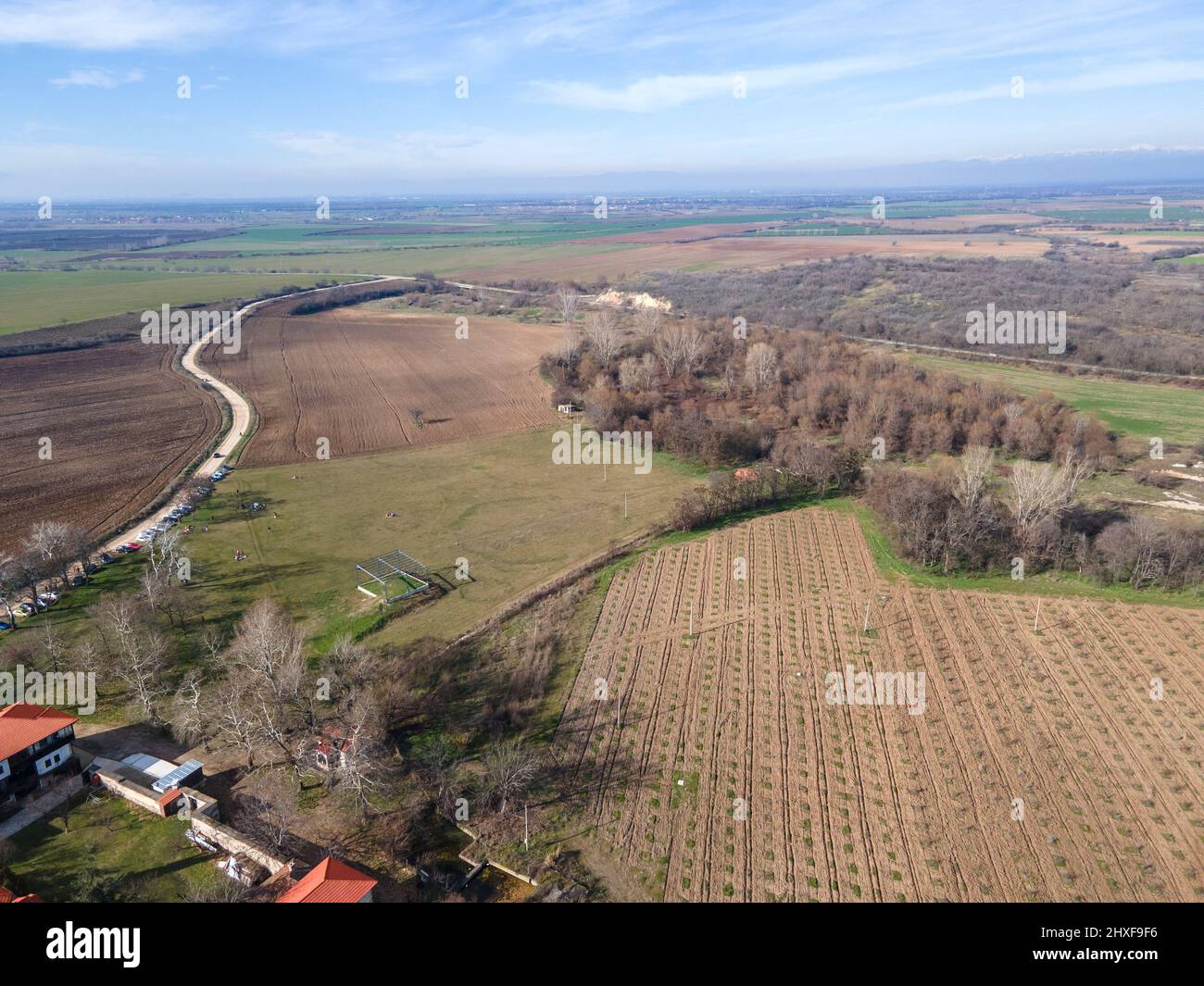 Aerial view of Medieval Arapovo Monastery dedicated to Saint Nedelya ...