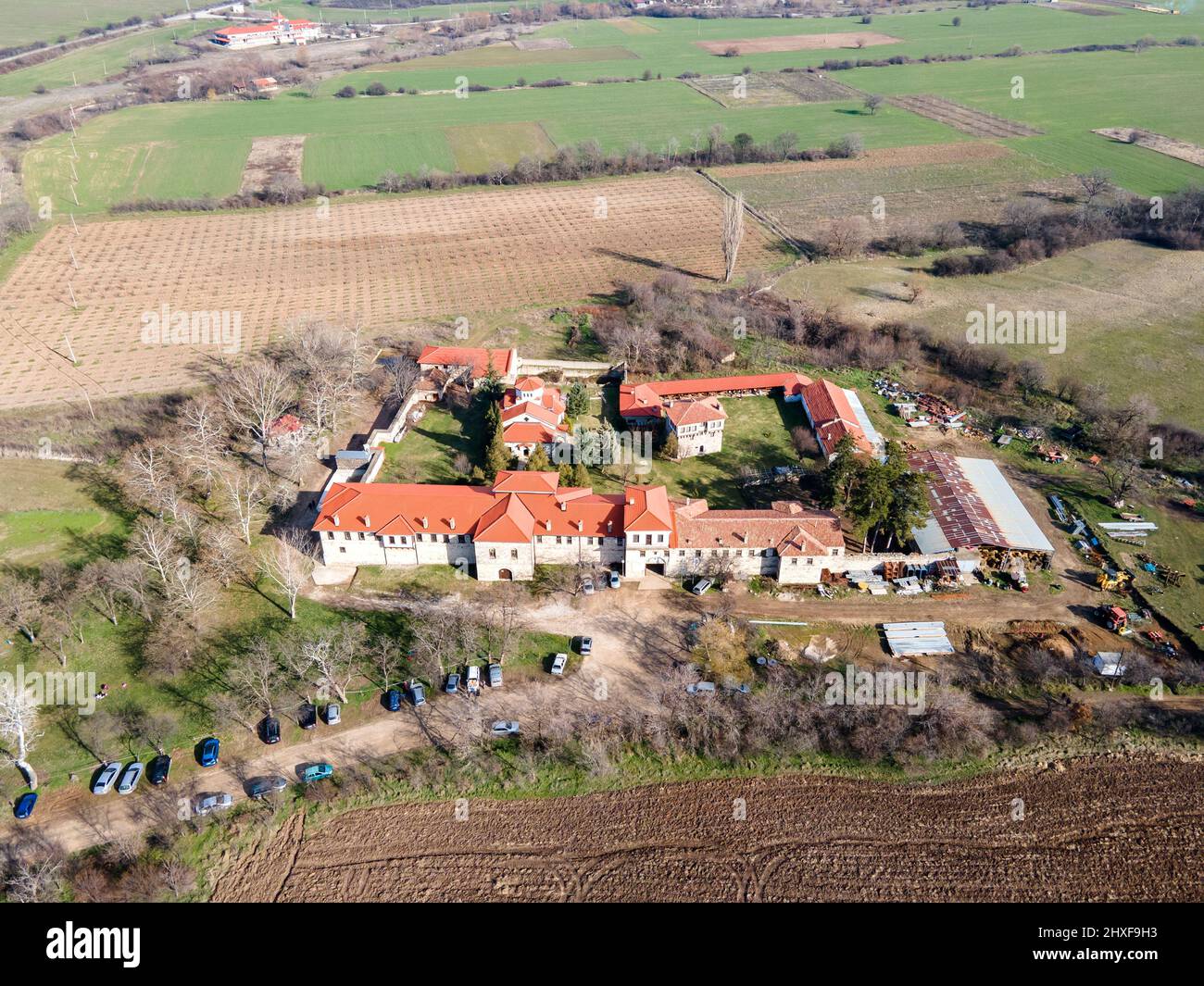 Aerial view of Medieval Arapovo Monastery dedicated to Saint Nedelya ...