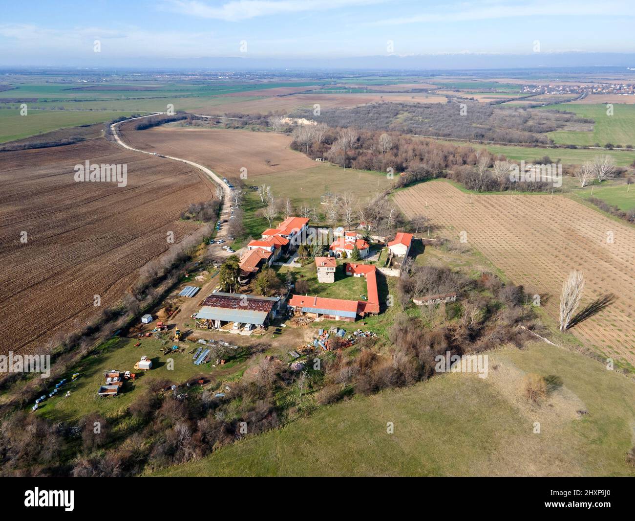 Aerial view of Medieval Arapovo Monastery dedicated to Saint Nedelya ...