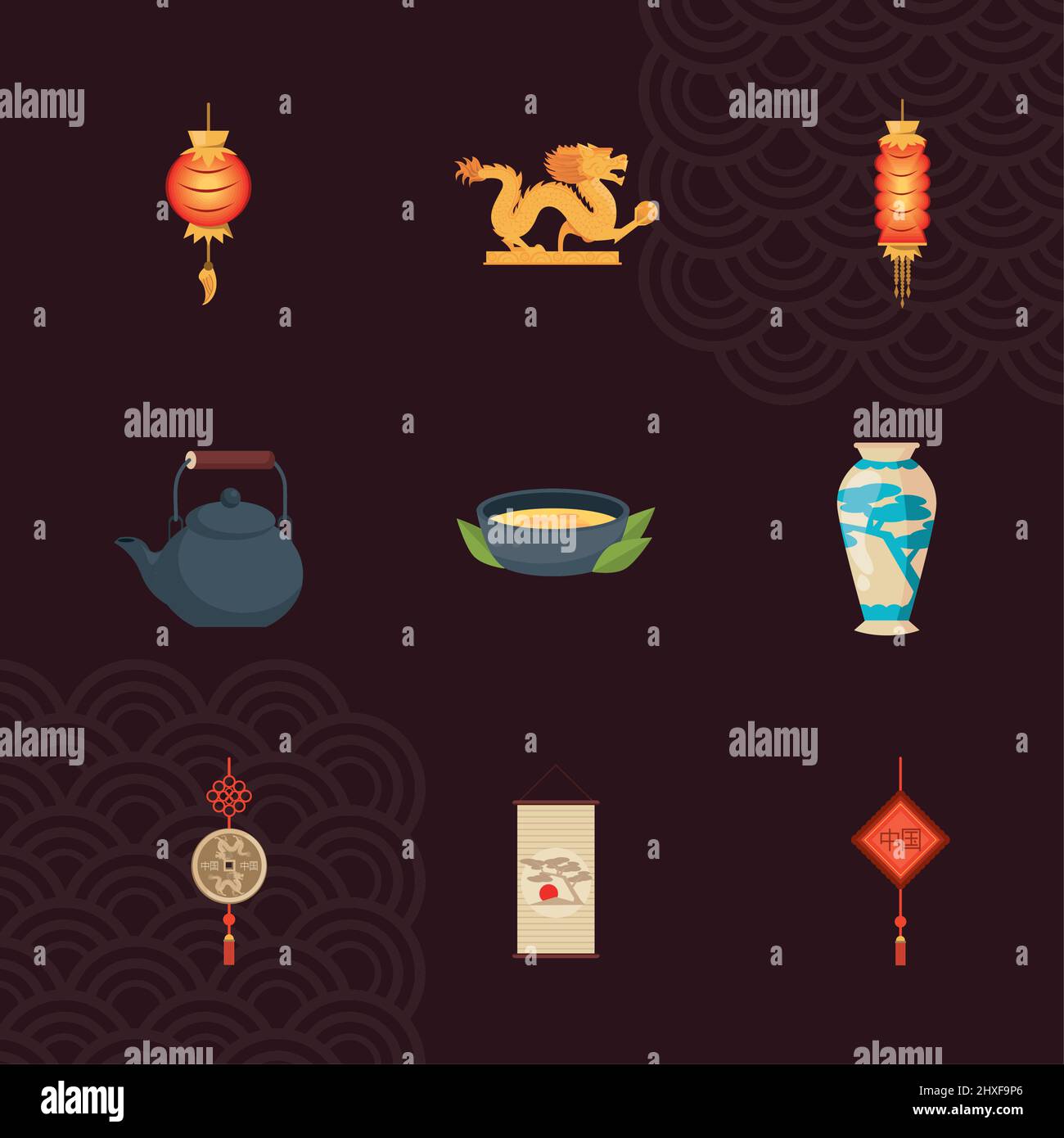 nine china culture icons Stock Vector Image & Art - Alamy
