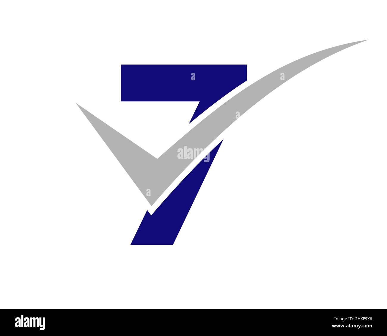 Checkmark Logo On Letter 7 Vector Template. Letter 7 Check Mark ...