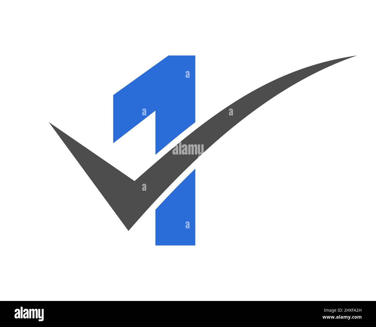 Checkmark Logo On Letter 1 Vector Template. Letter 1 Check Mark ...