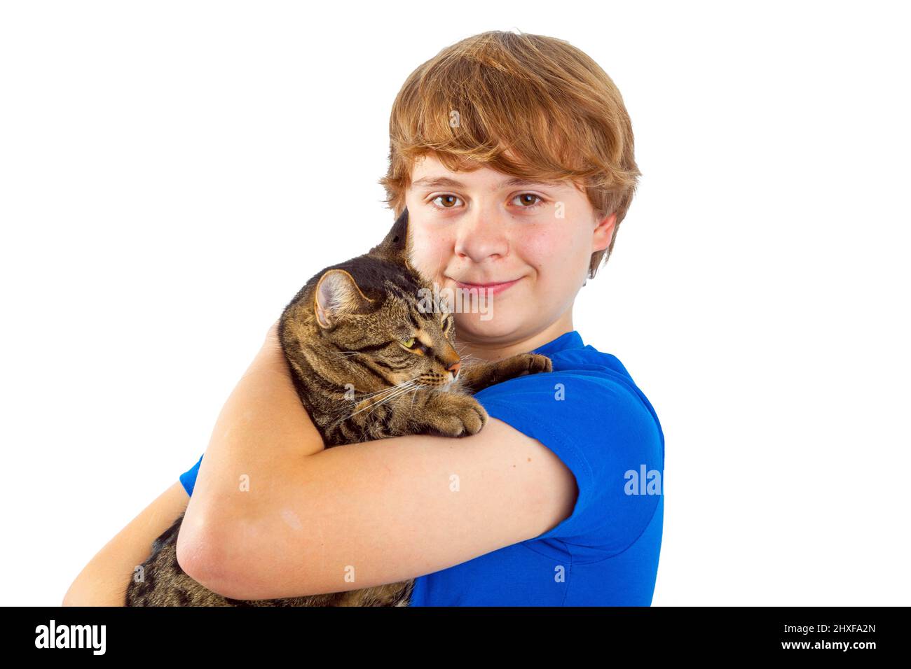 boy hugging with his cat Stock Photo - Alamy