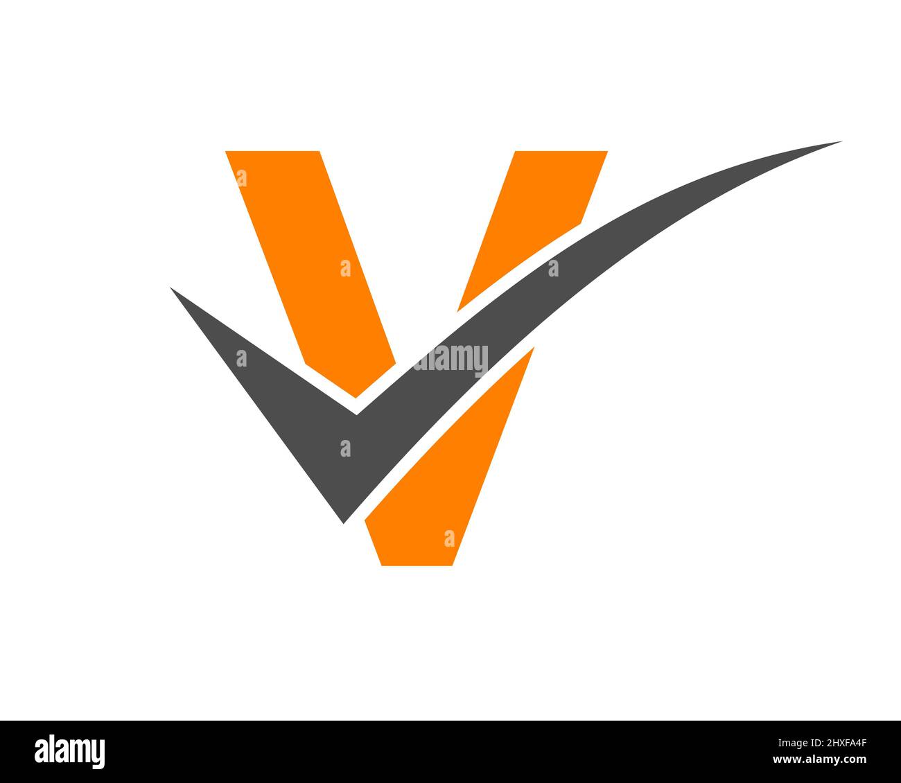 Checkmark Logo On Letter V Vector Template. Letter V Check Mark ...